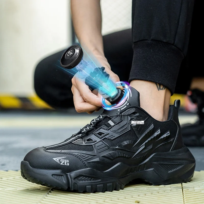 Black Fast lacing system safety boots technology sport safety shoes ...