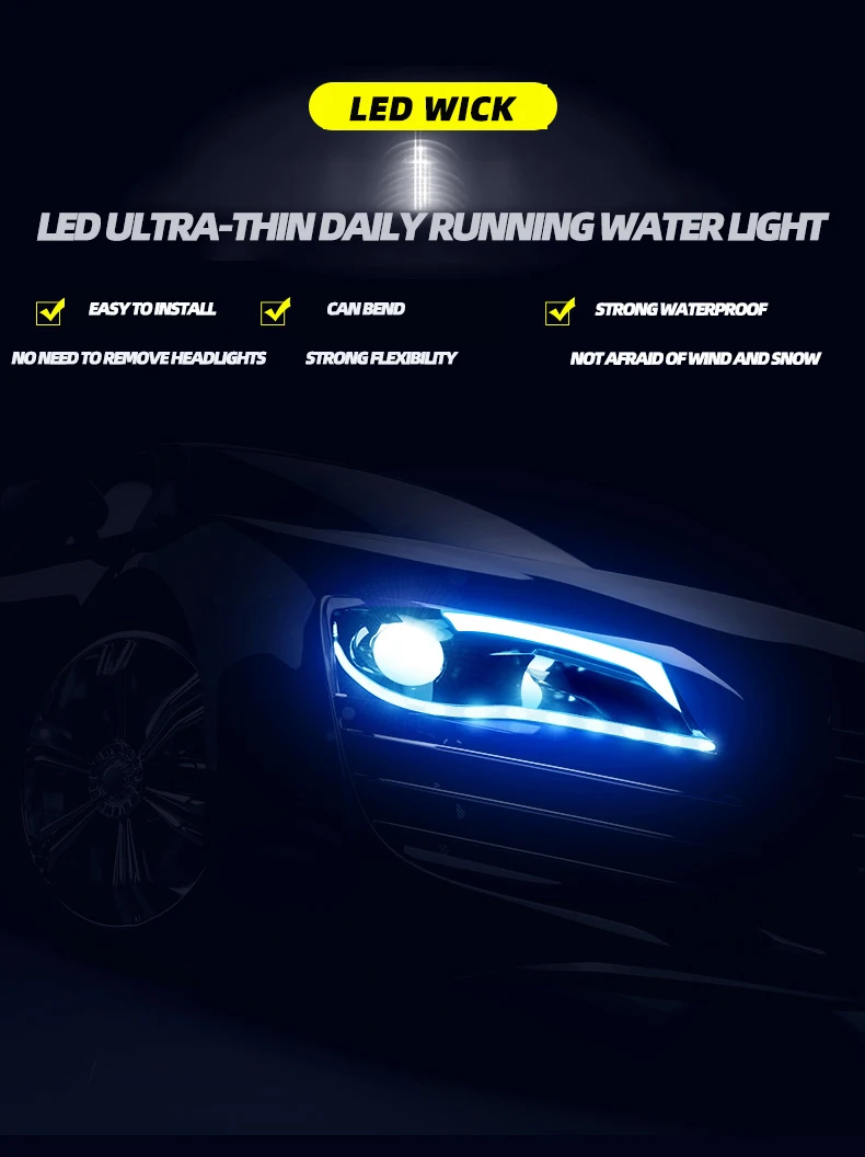 12v Drl Led Strip Turn Signal Light Yellow Bright Flexible Turn Signal ...