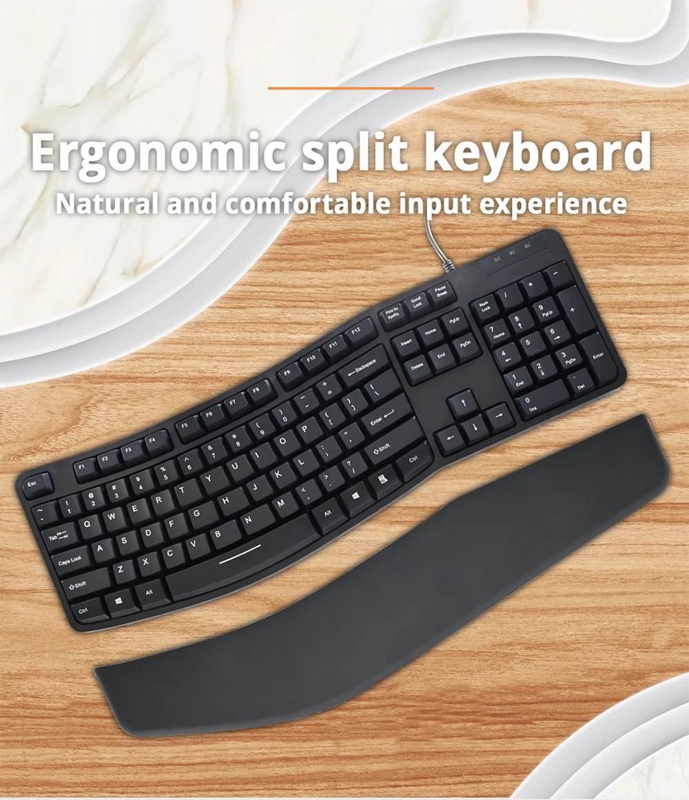 Ergonomic Split Keyboard Security Encryption Membrane Touch English ...