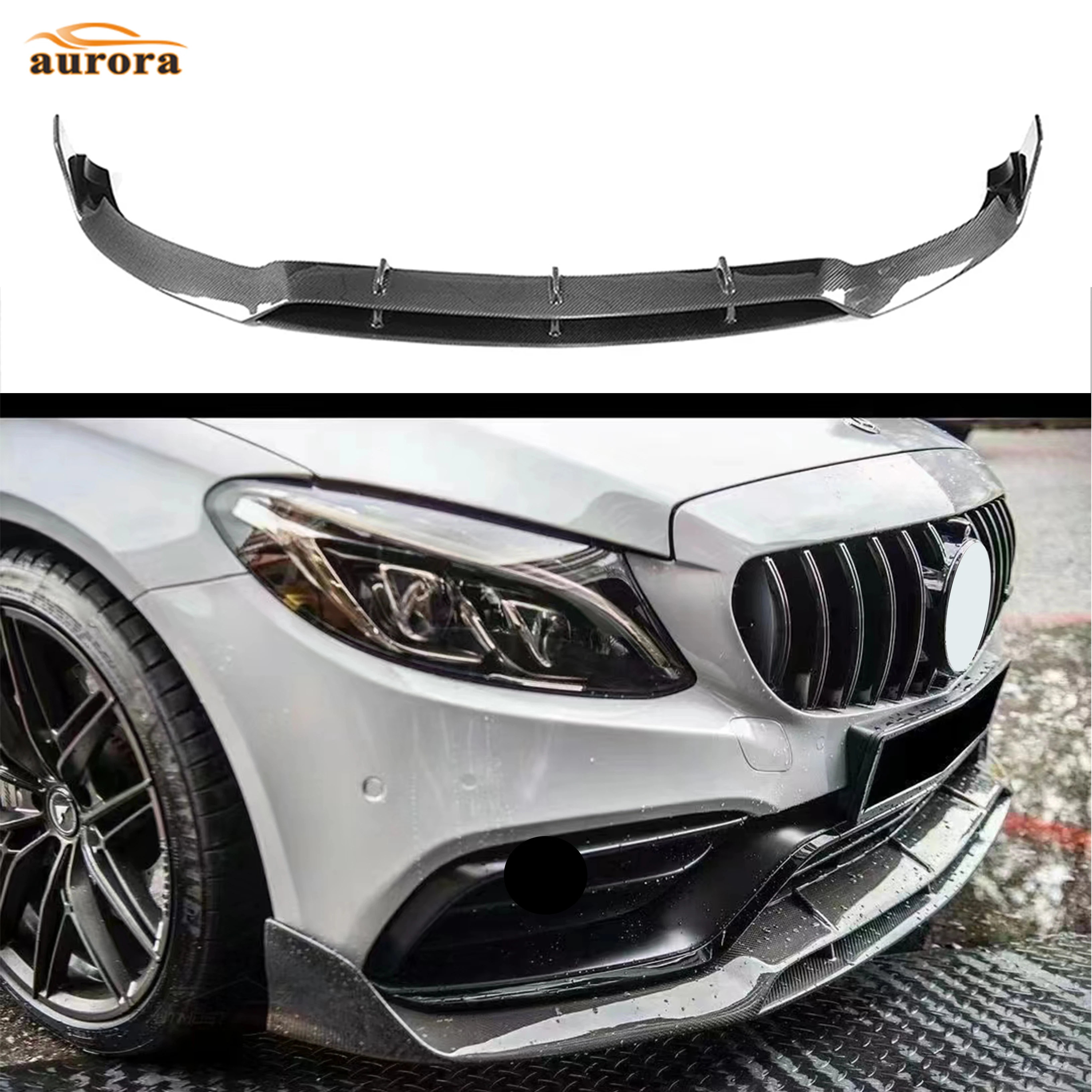 Carbon Fiber W205 Front Bumper Lip for Mercedes Benz C63 AMG