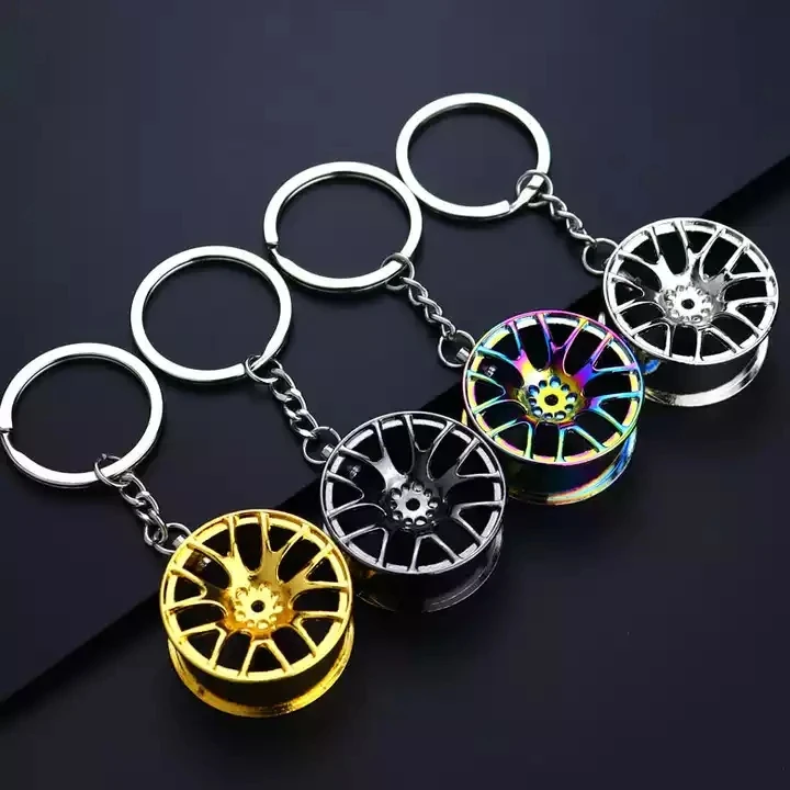 Auto Keychain Alloy Wheel Key Rings - 6 Speed Shifter Gear
