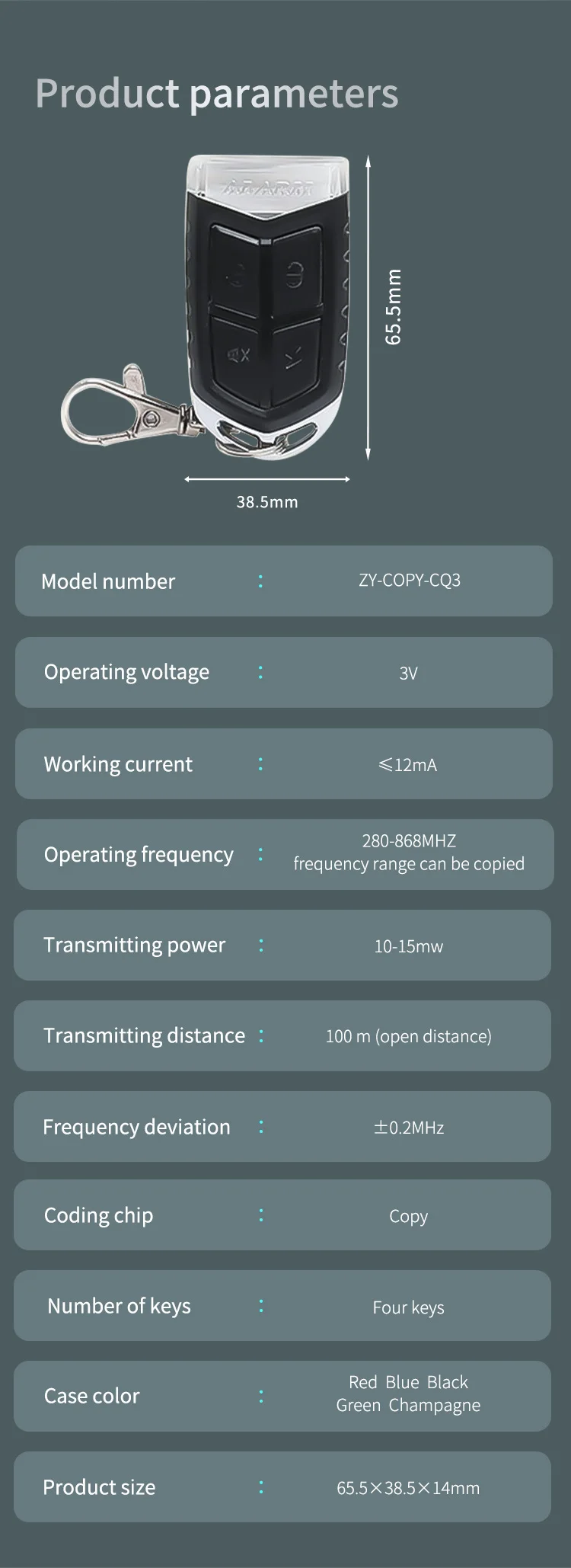 Universal Remote Control Cloning Remote Control Duplicator Fixed or Learn Codes for Car Gate ...