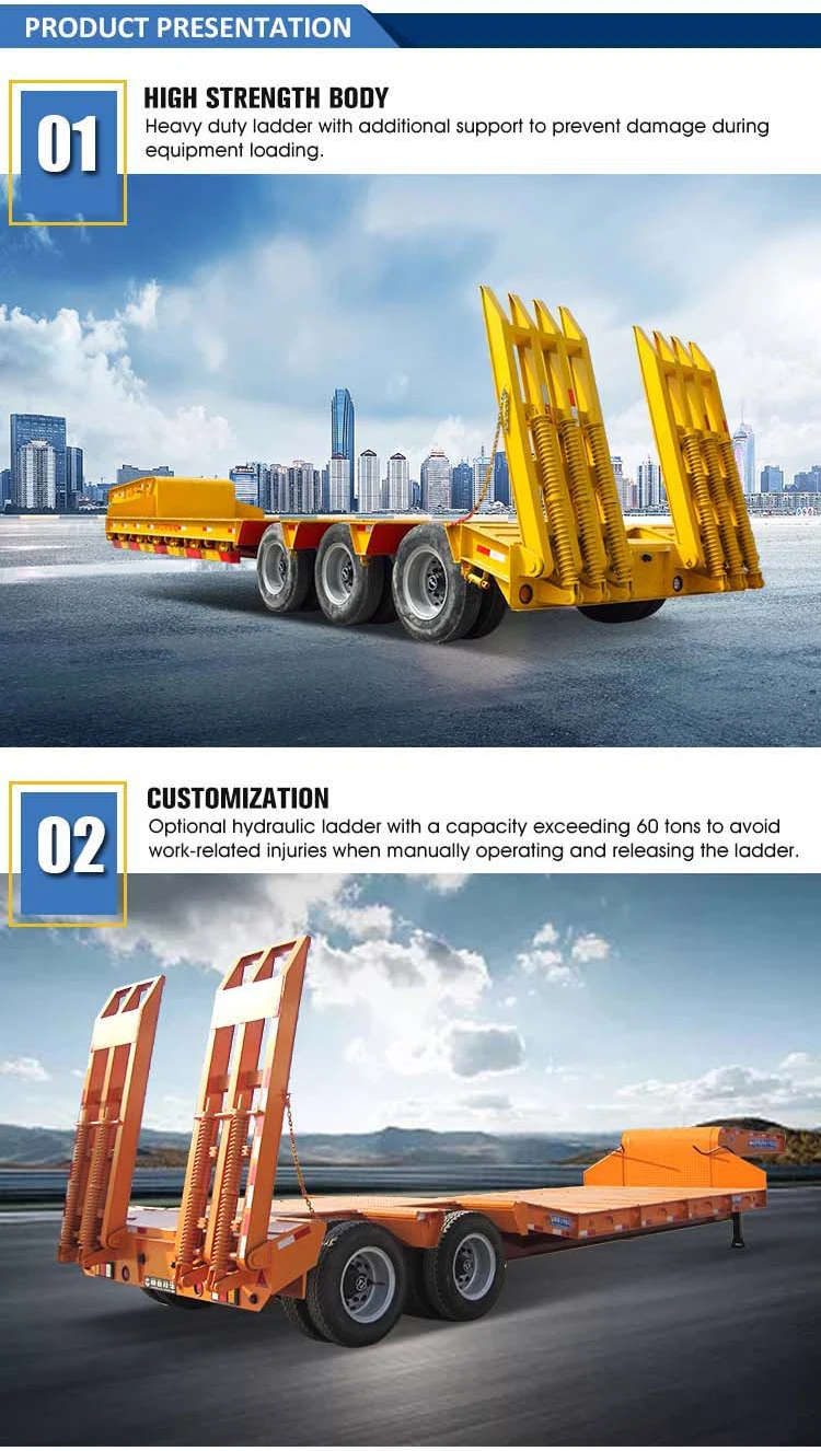 Three Axle Six Bridges Semi-trailer Flatbed Truck Heavy Low Bed Plate ...