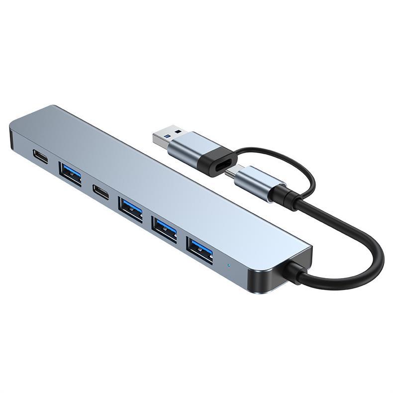Multi Port USB USB-C Hub Aluminum Alloy 7 in 1 Adapter OTG Splitter 7 ...