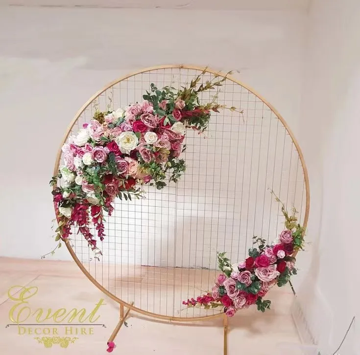 IFG Florist Hot Pink Flower Row Arch Backdrop for Weddings