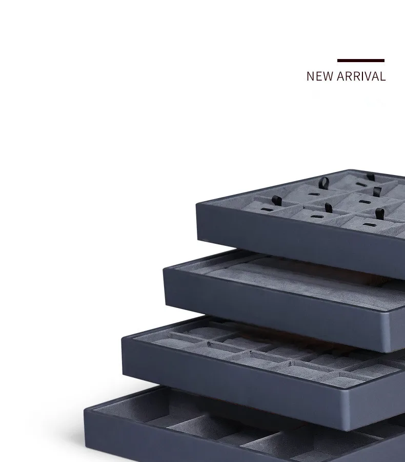 Grey Microfiber Material Jewelry Pallet Necklace Tray For Storage Rings ...