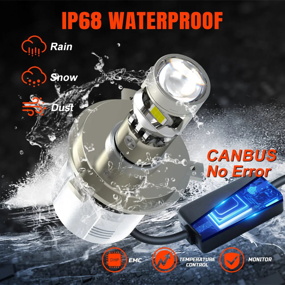 Y12 16000Lm H4 Mini Car LED Headlight Projector - IP68 Waterproof ...