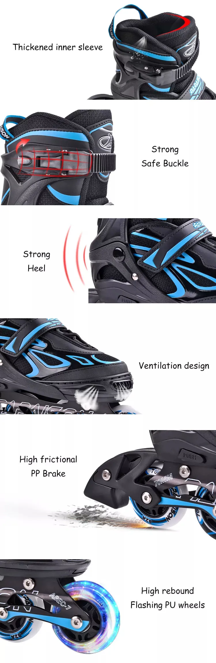 High Quality Kids’ Inline Skates with Adjustable Flashing Safe Rollers