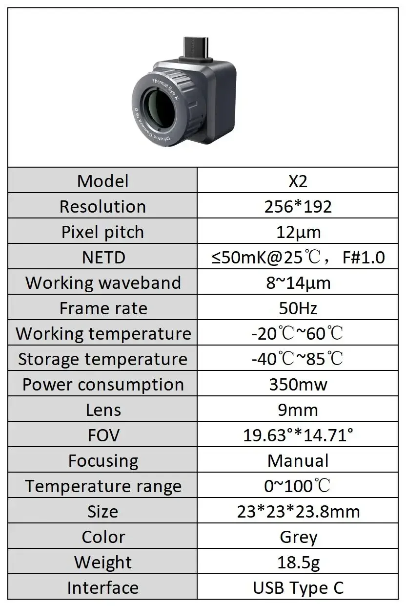 Infiray X2 Infrared Thermal Imager - Portable Night Vision