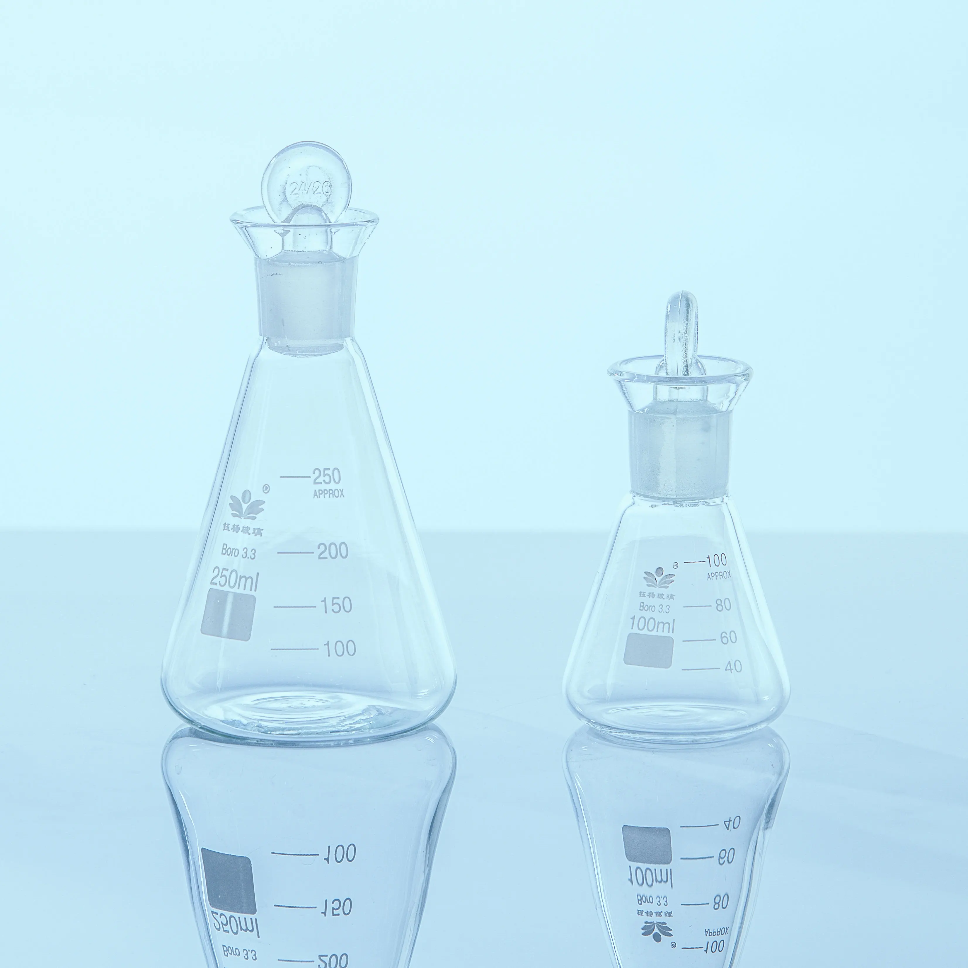 Laboratory Glassware Glass Conical Erlenmeyer Bottle Wide Narrow Neck ...