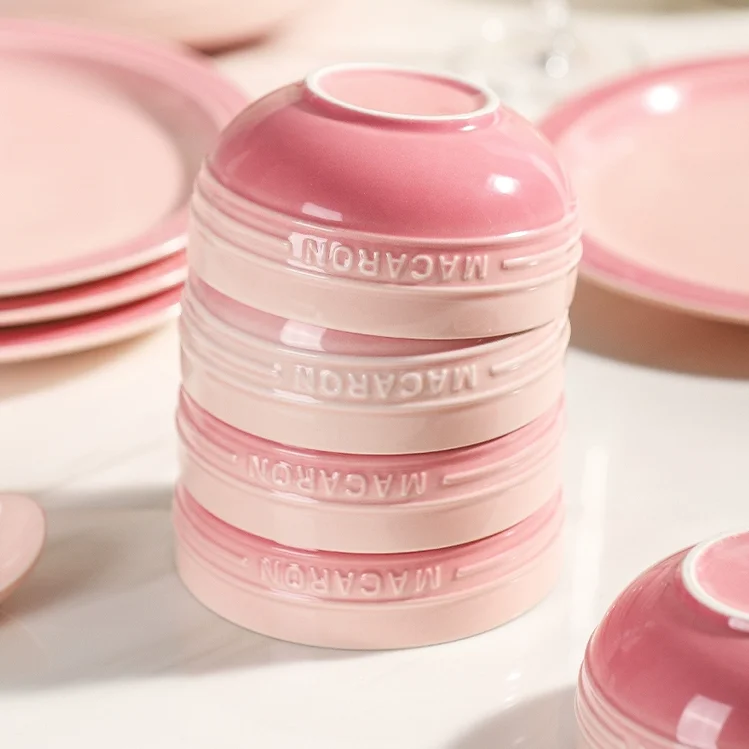 Nordic Macaron Color Ceramic Plate Bowl Sets for Parties