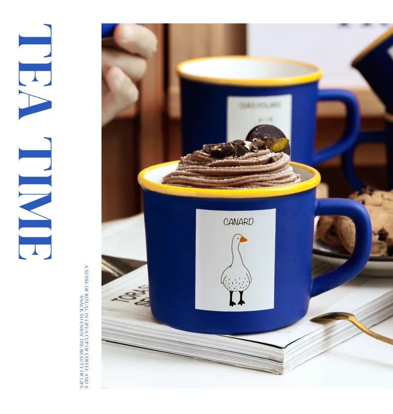 Custom Logo Blue Coffee Mug Creative Ceramic Animal Mug - Buy Blue ...