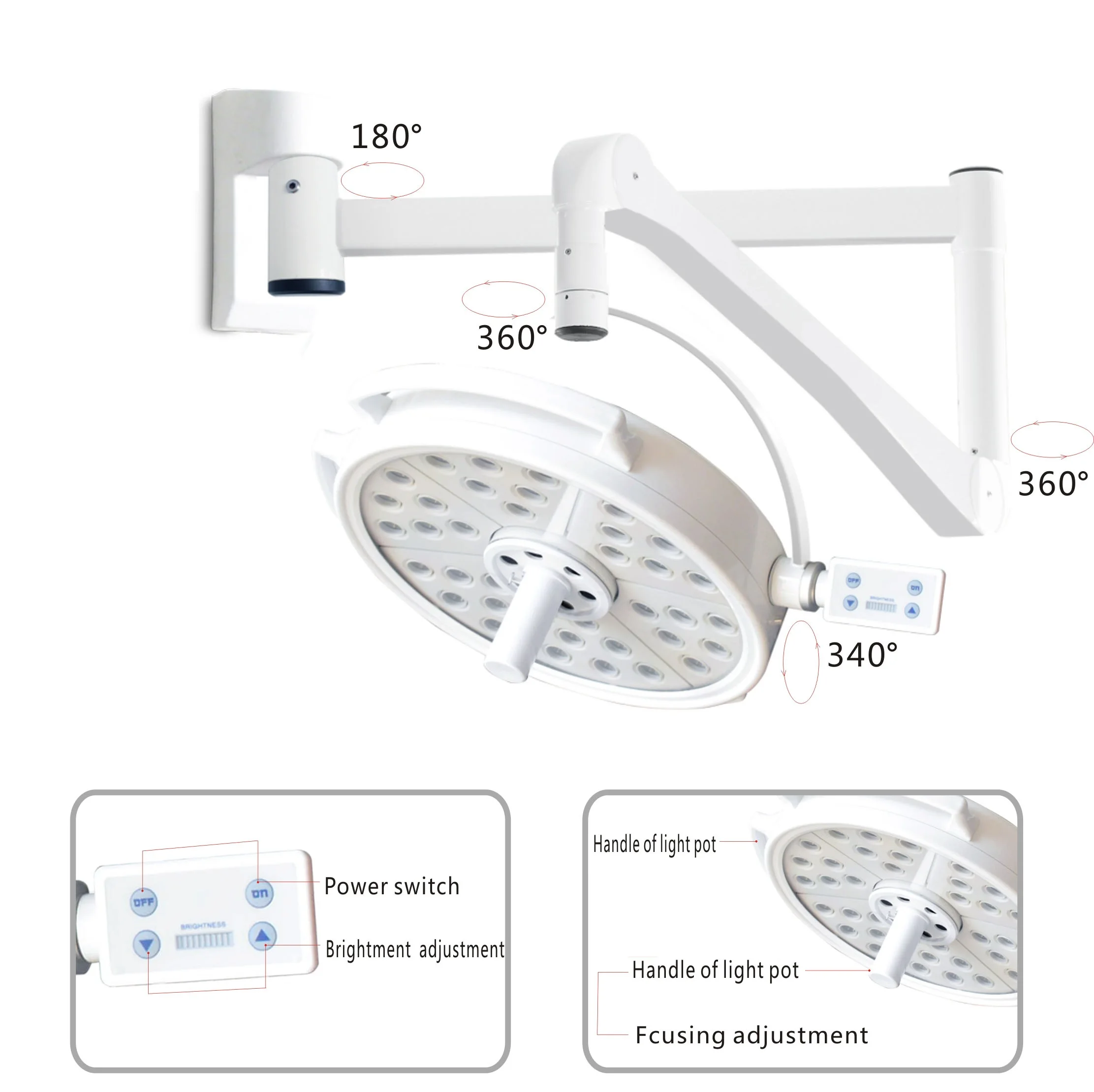 Wall Mounted Ceiling Shadowless Led Ot Operating Lamp Surgical Theater ...