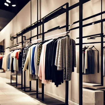 Fashion Retail Garment Metal Display Shelf Stainless Steel Black ...