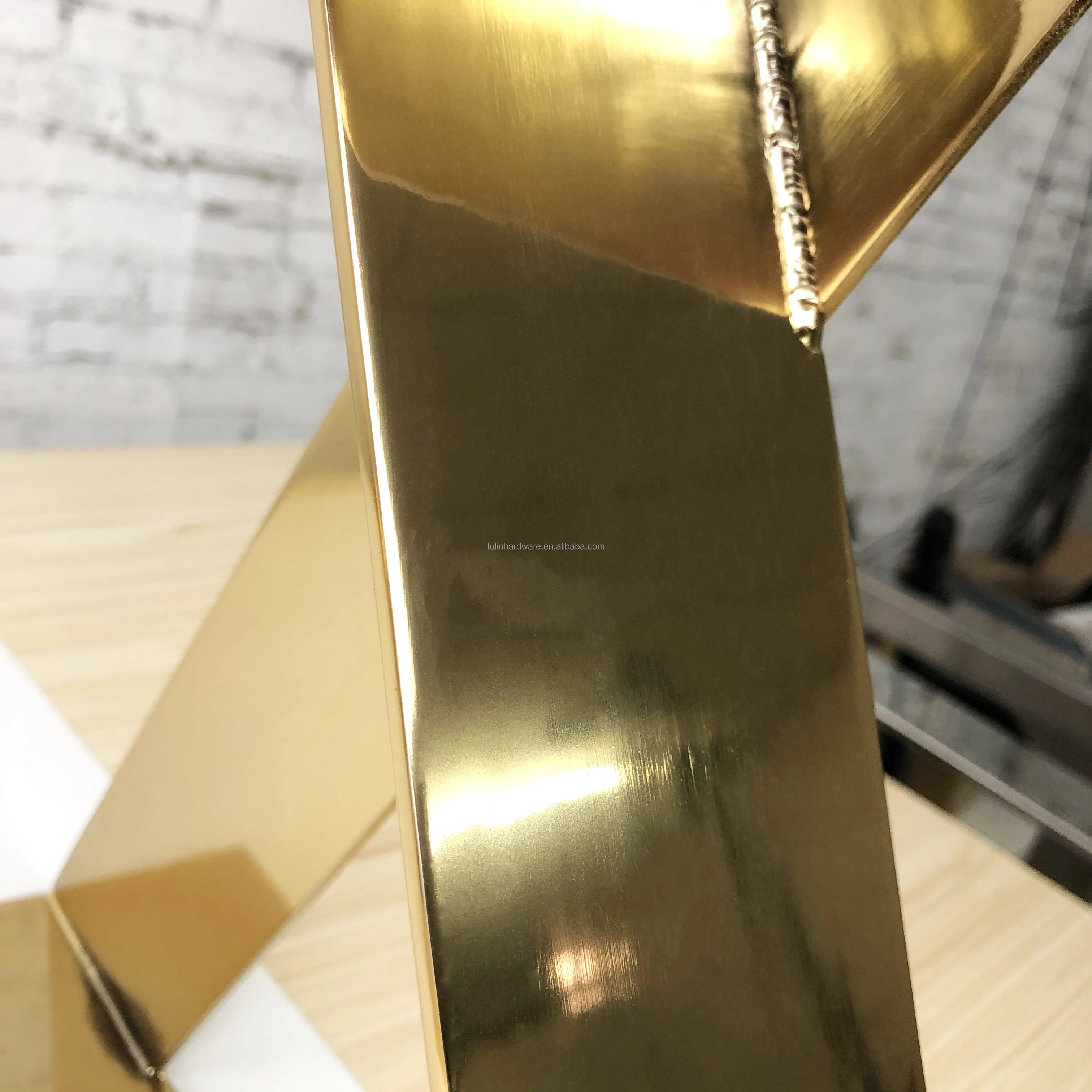 Good Price Solid Steel Brush Shinny Gold Metal Table Base BrassTable ...