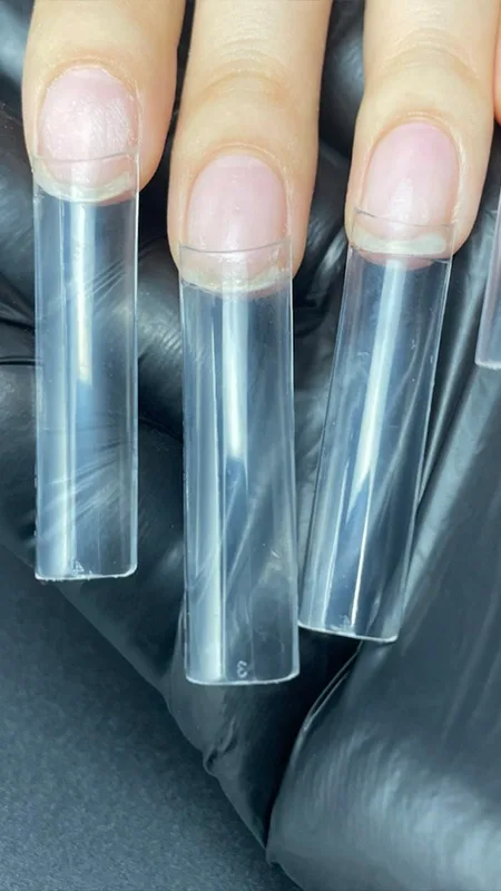 500pcs/box Pink Non C Curve Xxl Extra Long Coffin Nail Tips Half Cover ...