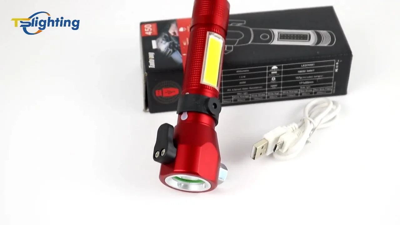 2023 Safety Hammer Torch 10w 450 Lumens Waterproof Led Torch Flashlight ...