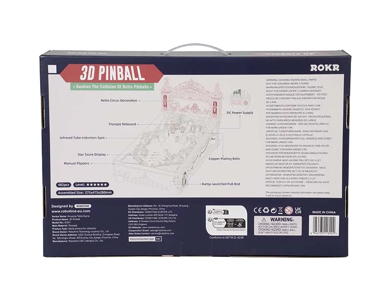 Robotime Rokr DIY 3D Pinball Machine Model Kits for Adults