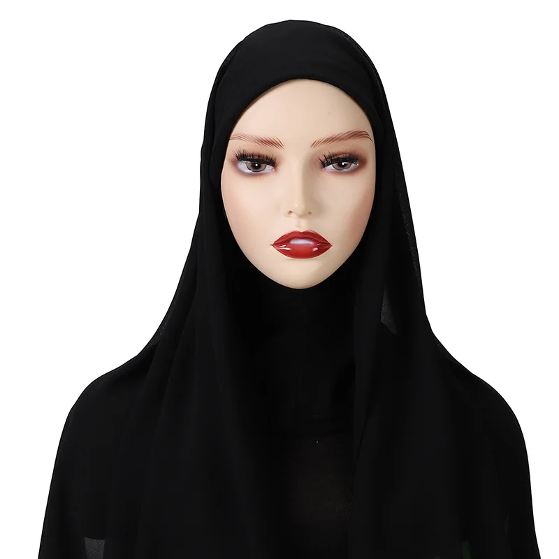 Instant Chiffon Muslim Hijab With Full Cover Bonnet Jersey Ninja ...