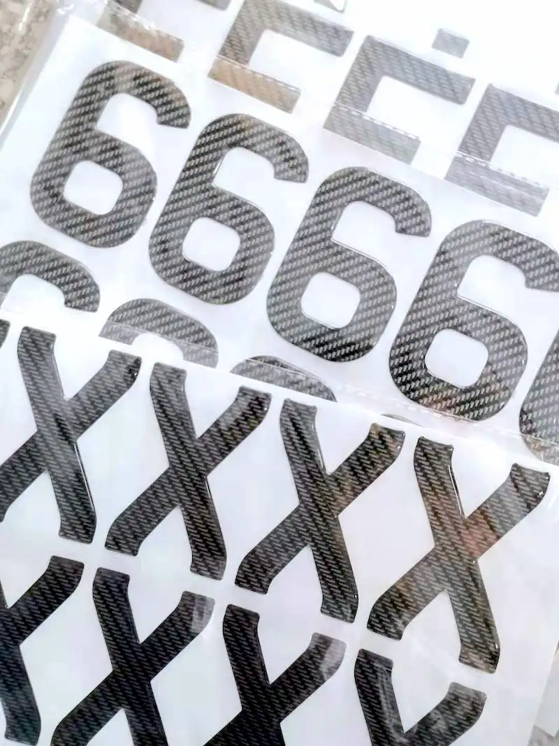 Gel Car Number Plate Letters White Plastic Nameplate Sticker Black ...