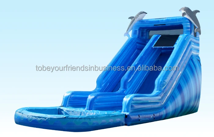 Commercial Pvc Vinyl Waterslides 18ft Blue Crush Inflatable Water Slide ...