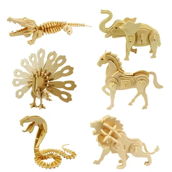 Diy 3d Arts Wooden Brain Teaser Puzzles Activity Non-toxic Plywood With ...