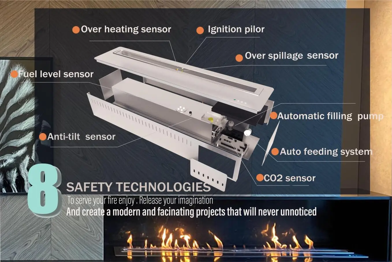 Inno-fire 18 Inch Built In Fireplace Eco Flame Burner - Buy Built In ...