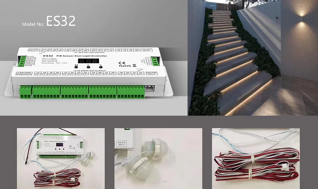 Skydance Es32 Pir Sensor Switch 32 Steps Stair Light Controller Sensor ...