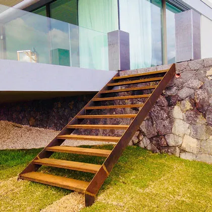 Modern Rustic Weathering Steel Garden Steps Outdoor Metal Stairs