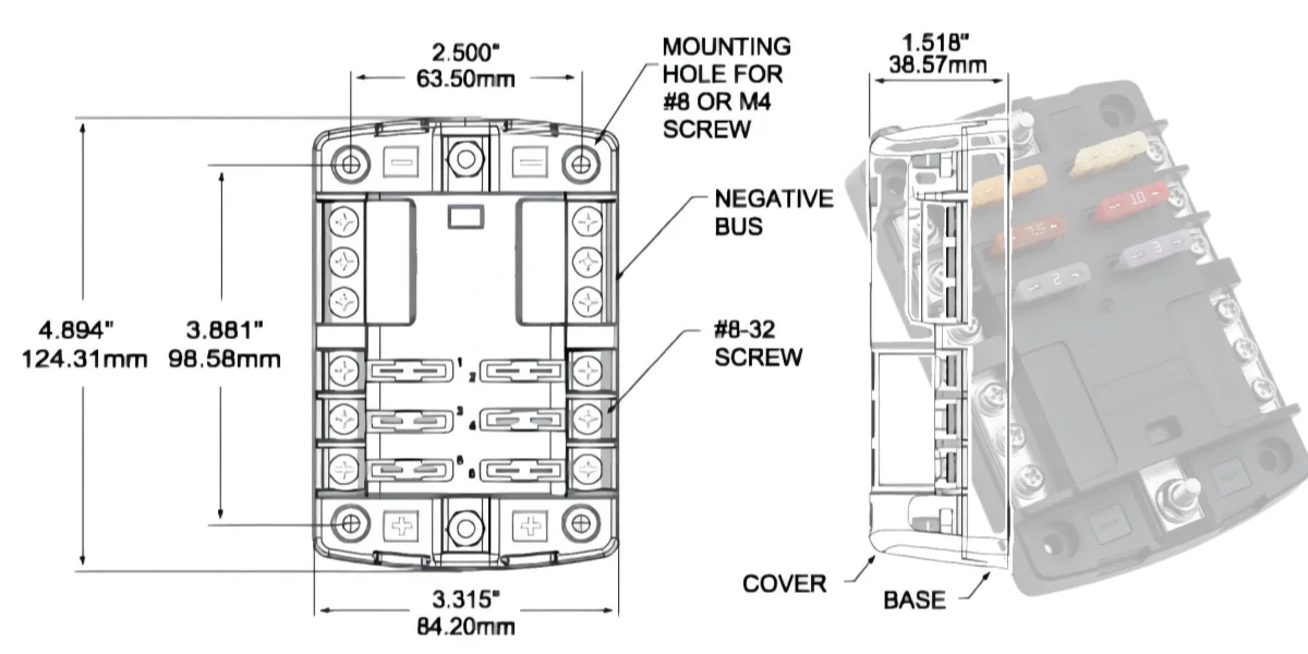 6 Circuits Blade Fuse Box With Negative Bus - Buy Fuse Holder,Multiway ...