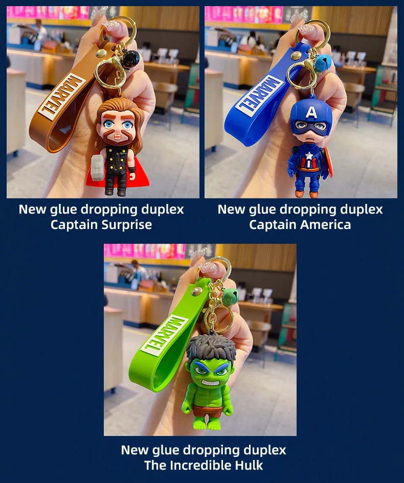 3D Marvel Superhero Keychain - Captain America, Hulk & Thor - PVC ...