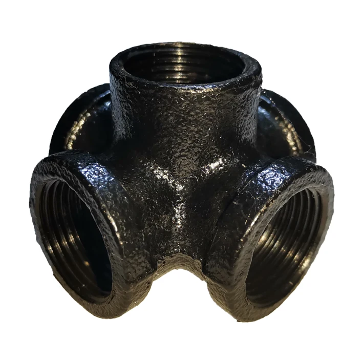 1 Inch 5 Way Pipe Fitting Malleable Iron Black Outlet Cross Female Tube ...