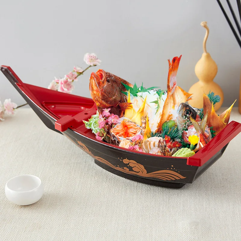 Plastic Lacquered Black Red Color Detachable Sushi Serving Tray ...