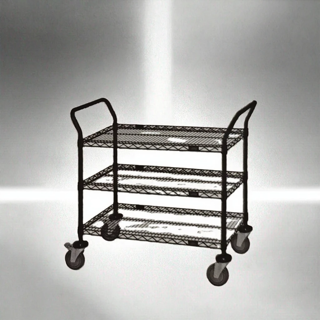 Three-Layer Steel Rack Industrial Trolley Cart Multi-Level Warehouse ...