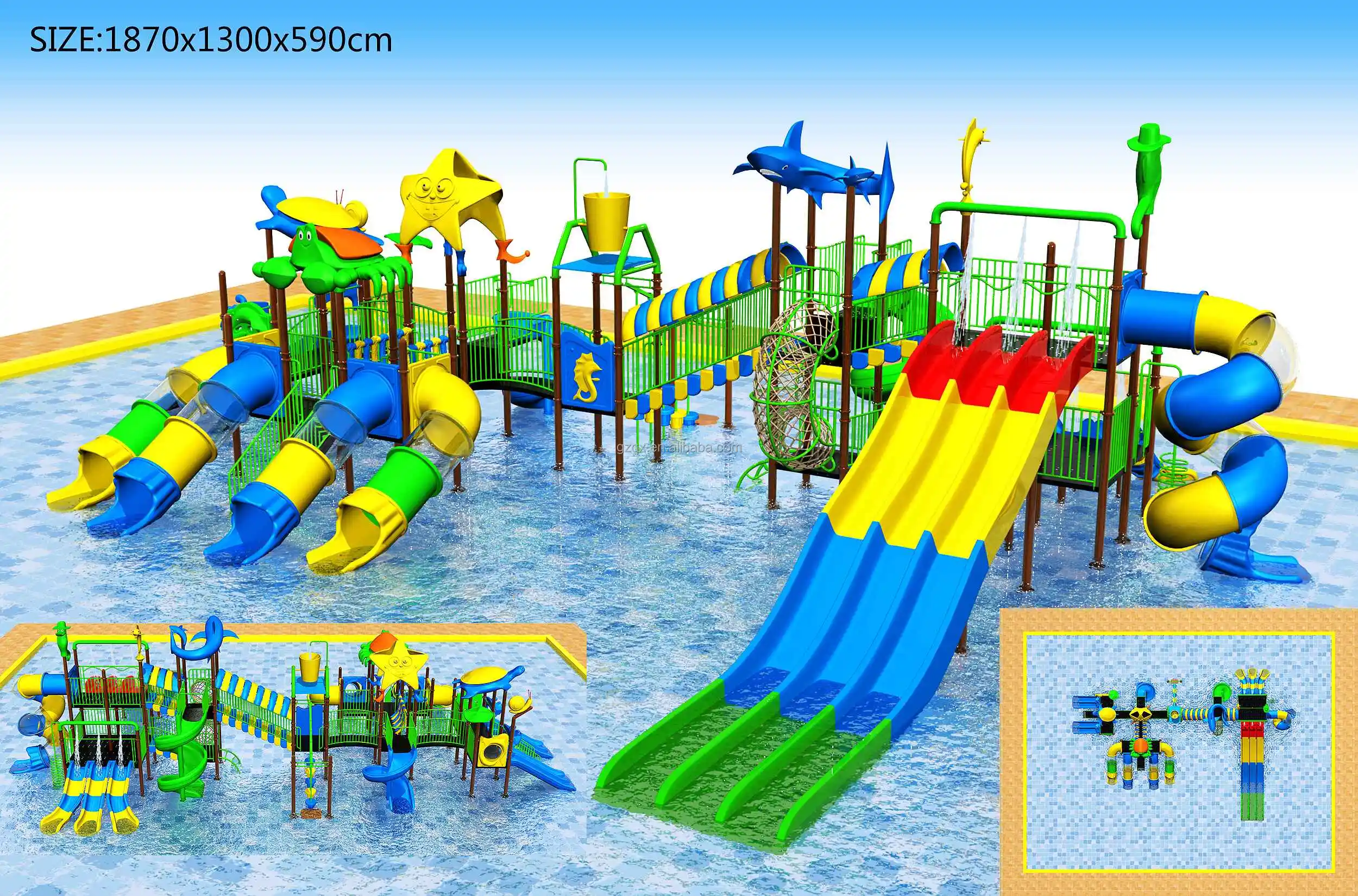 Big Ocean Style Park Structures Playground Equipment Water Park ...
