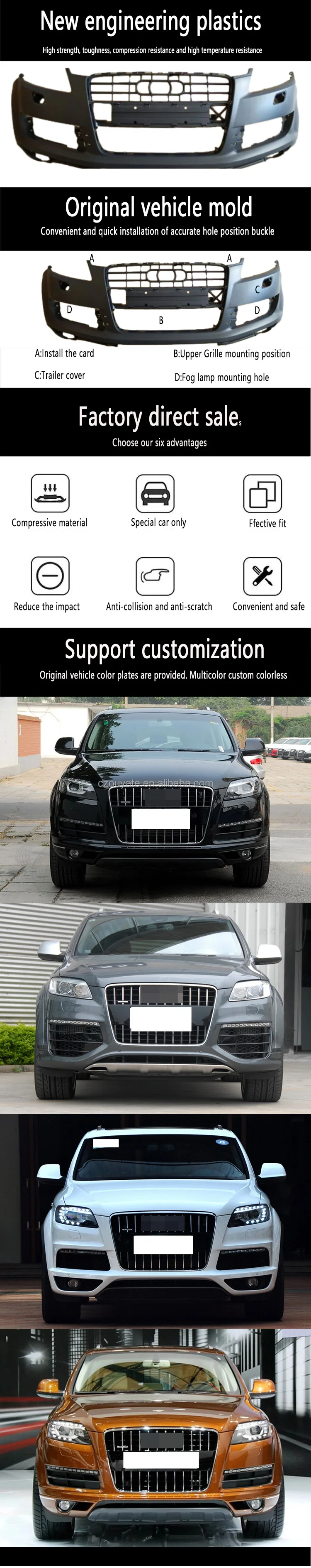 4l0807105c 4l0807105a Front Bumper For Audi Q7 2007 2008 2009 - Buy ...