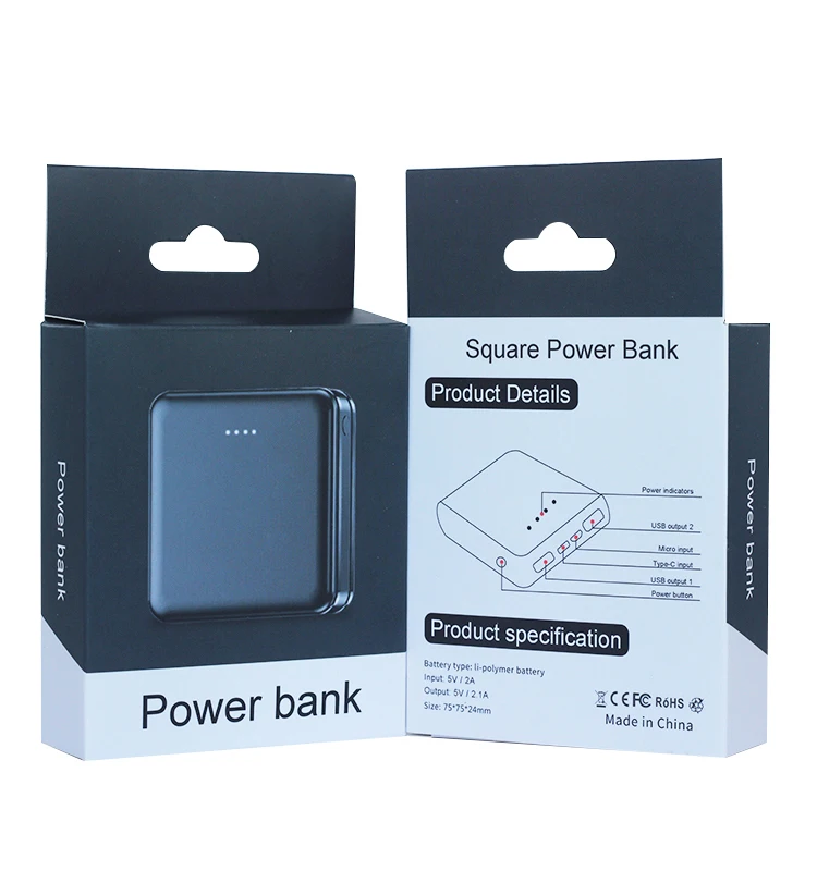 Mini White Li Polymer Power Bank High Capacity 10000mah Mini Square ...