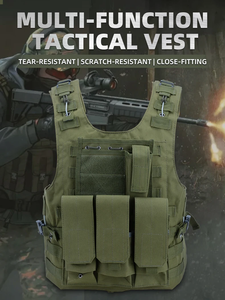 Black Oxford Multifunctional Tactical Vest Security MOLLE Systems Gear ...