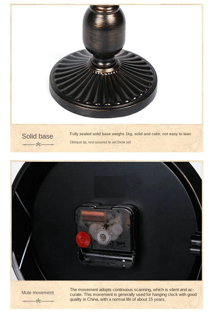 8 Inch Living Room Fashionable Retro Desk Clock American Antique Gold ...