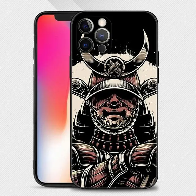 Japanese Samurai Art Cartoon Silicone Case for iPhone 14 Pro Max Xs TPU ...