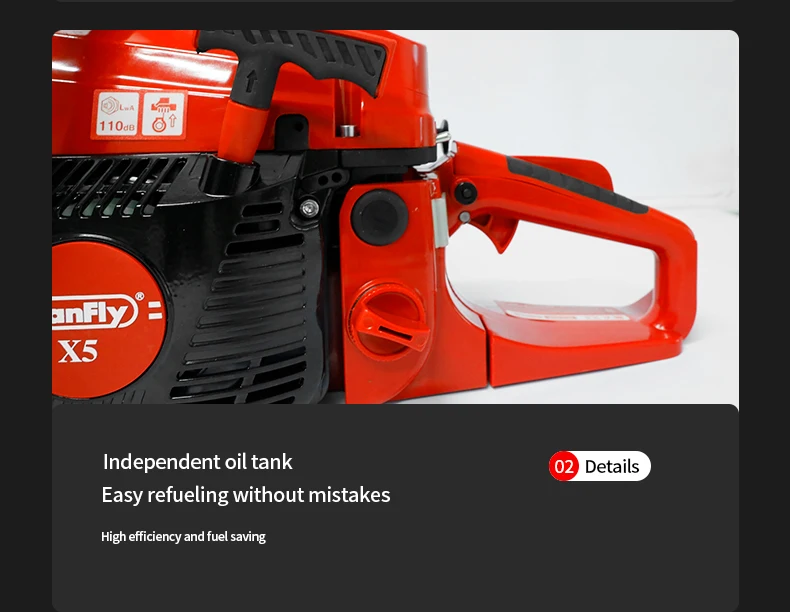 Canfly X5 Gasoline Chainsaw - 18-22 in Wood Cutting Tool, 45.2mm ...