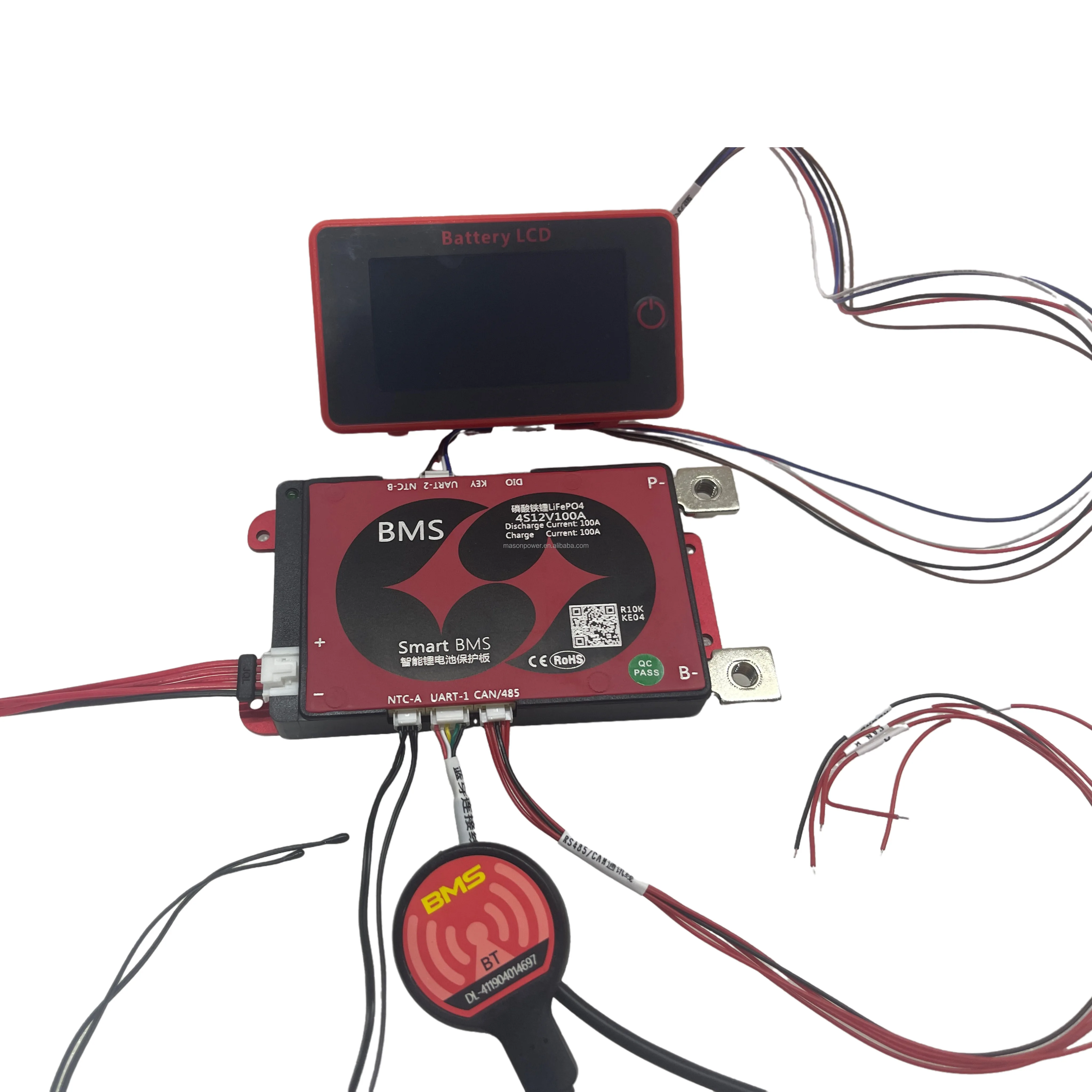 4S 8S 100A Smart BMS with bluetooth and Display Screen for Solid State ...