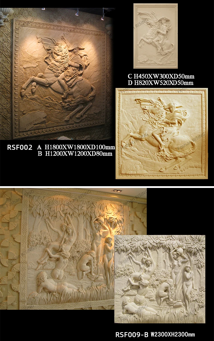 Custom Hand Carved Natural Sandstone Figure Relief Sculpture