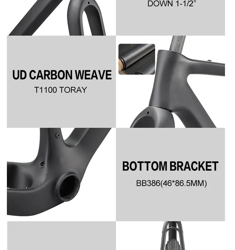 T1100 Toray Carbon Fiber Gravel Bike Frame - Lightweight & Durable