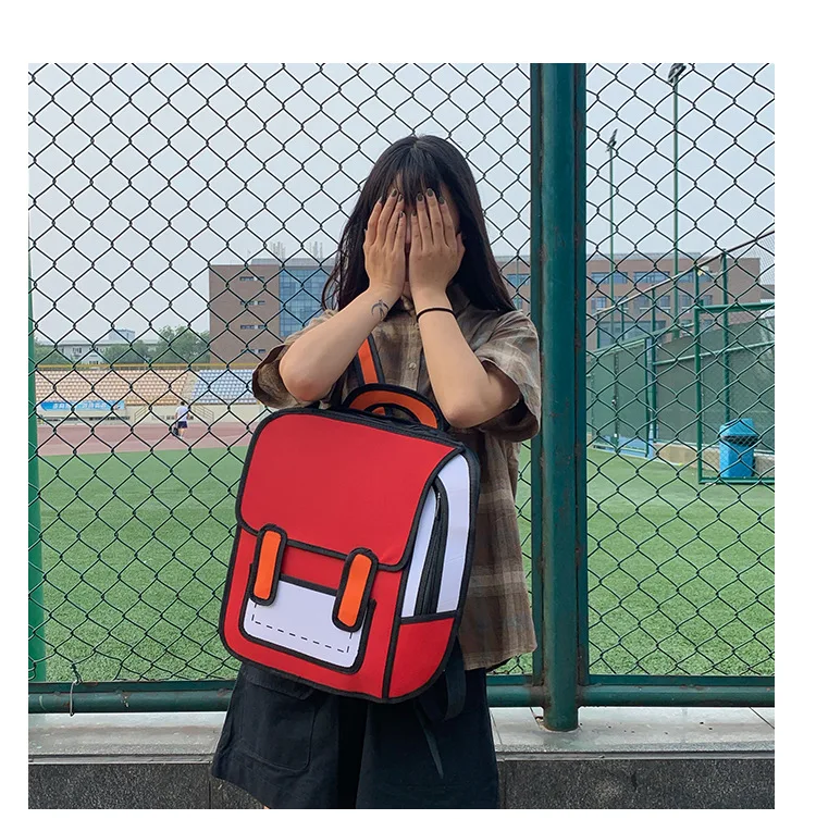 Two-dimensional Space Kids Cartoon Backpack Personality 2d 3d Kids ...