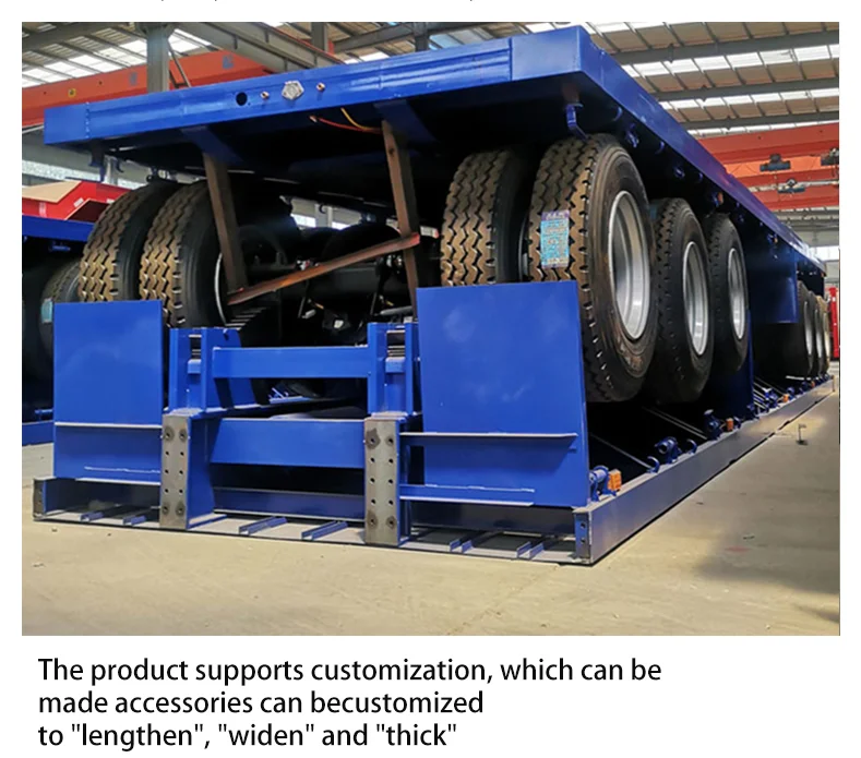 Truck Trailer Flatbed - 3 Axles, 60tons Container Carrier
