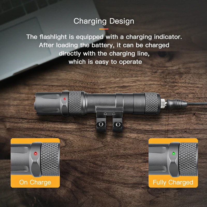 Richfire 2000lm Laser Torch Laser Tactical Flashlight Water Proof Combo ...