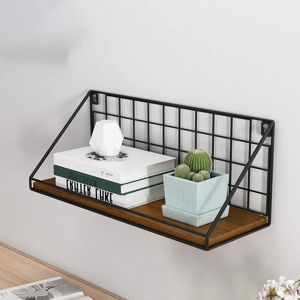 Modern Rustic Metal Wire Floating Shelves Single Layer Wall Mounted ...