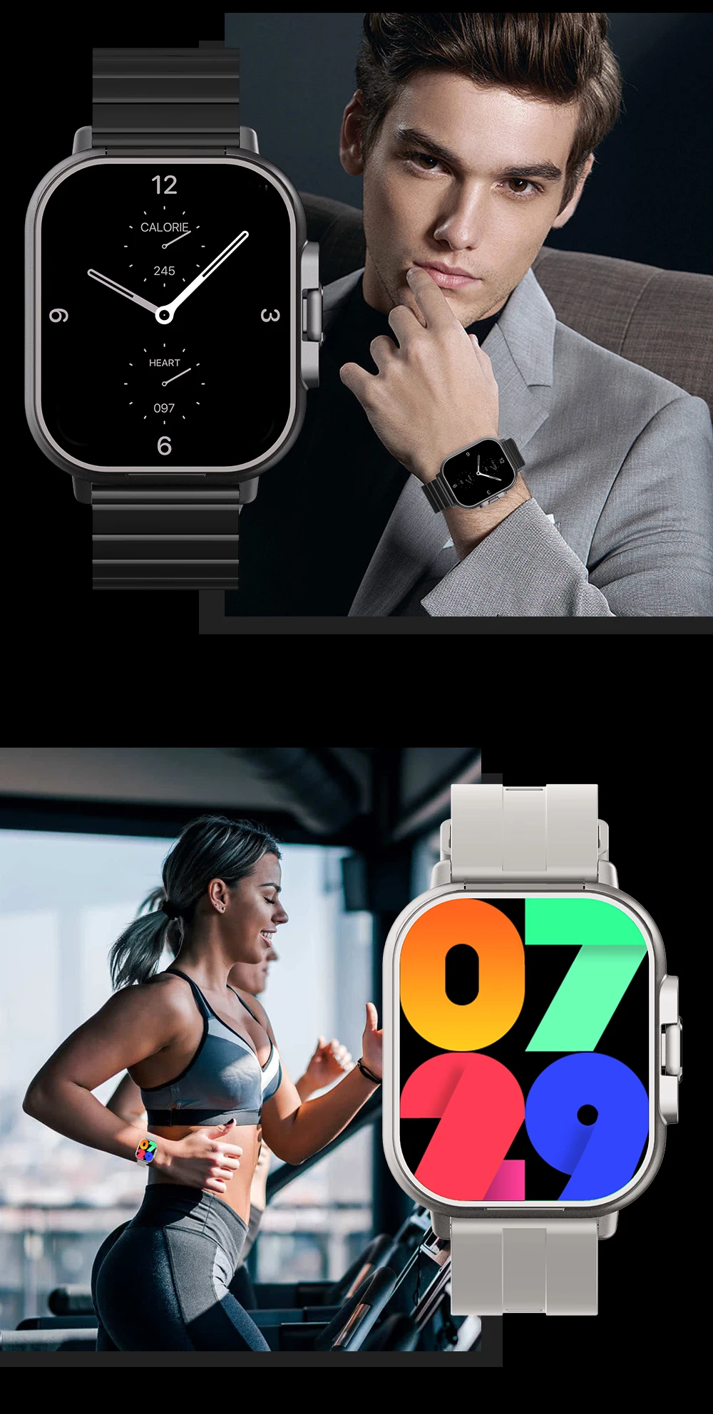 YHYOUHUI Smartwatch Earphones - 2-Inch Touch Control Watch