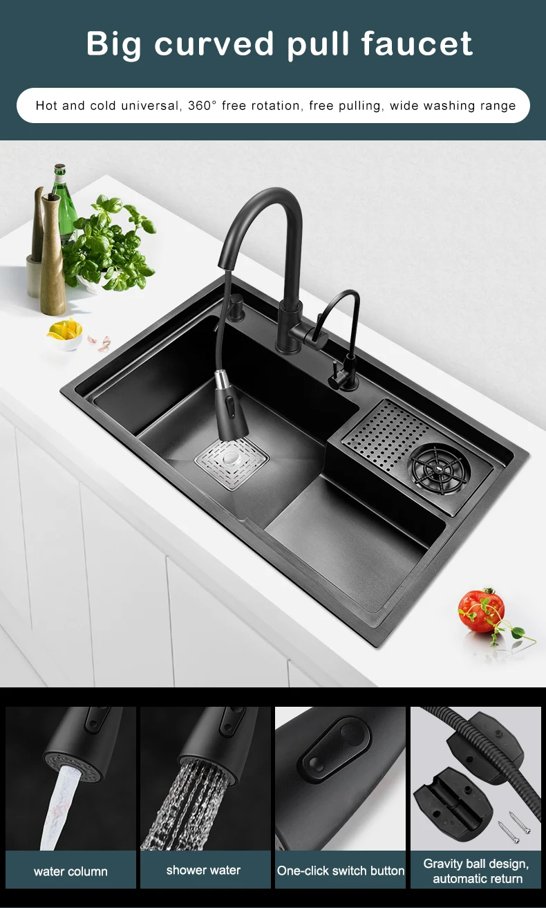 Nano Stepped Sink 304 Stainless Steel Vegetable Wash Basin High ...